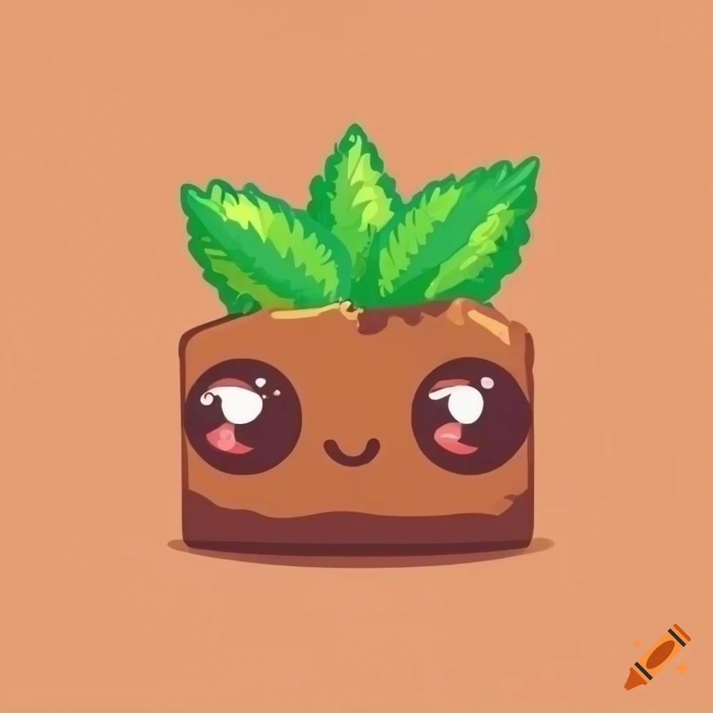 Minimalistic vector illustration of a cute weed brownie on Craiyon