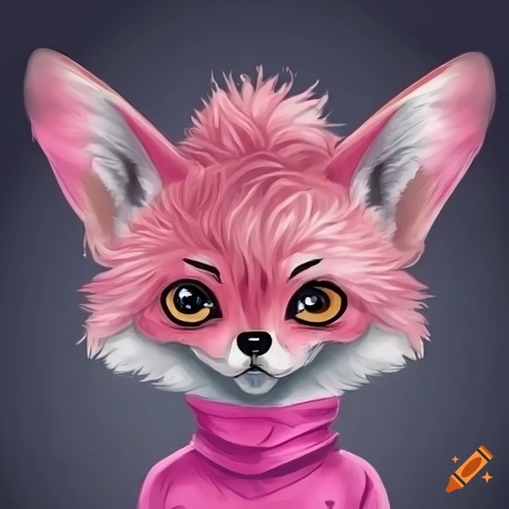 Cute pink fox with pink hair on Craiyon