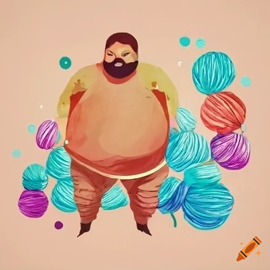 Image of a man surrounded by yarn on Craiyon