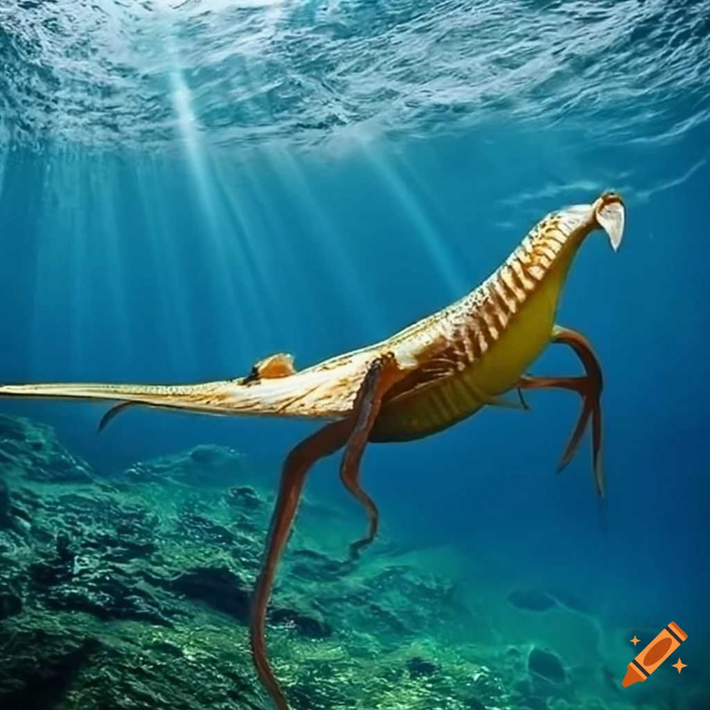 Artistic representation of poseidon in the sea