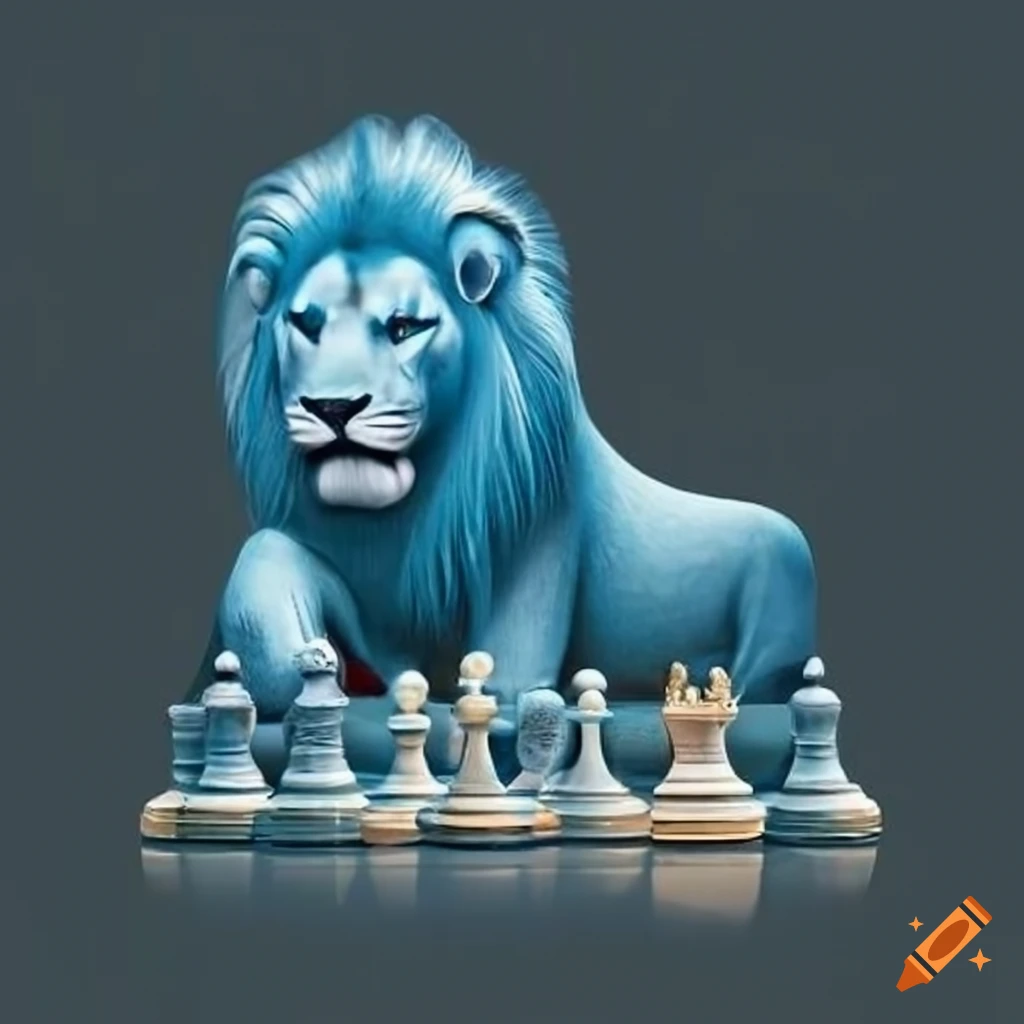 Lion and tiger playing chess on Craiyon