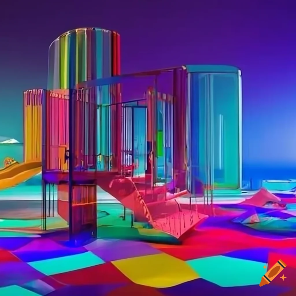 Surreal colorful playground for kids on Craiyon