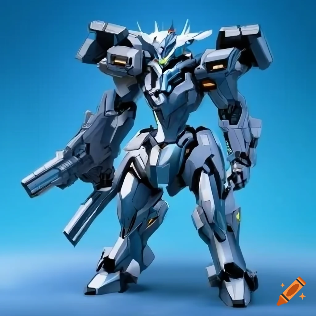 Cyberpunk-style mecha with sleek armor in cyan and white color on Craiyon