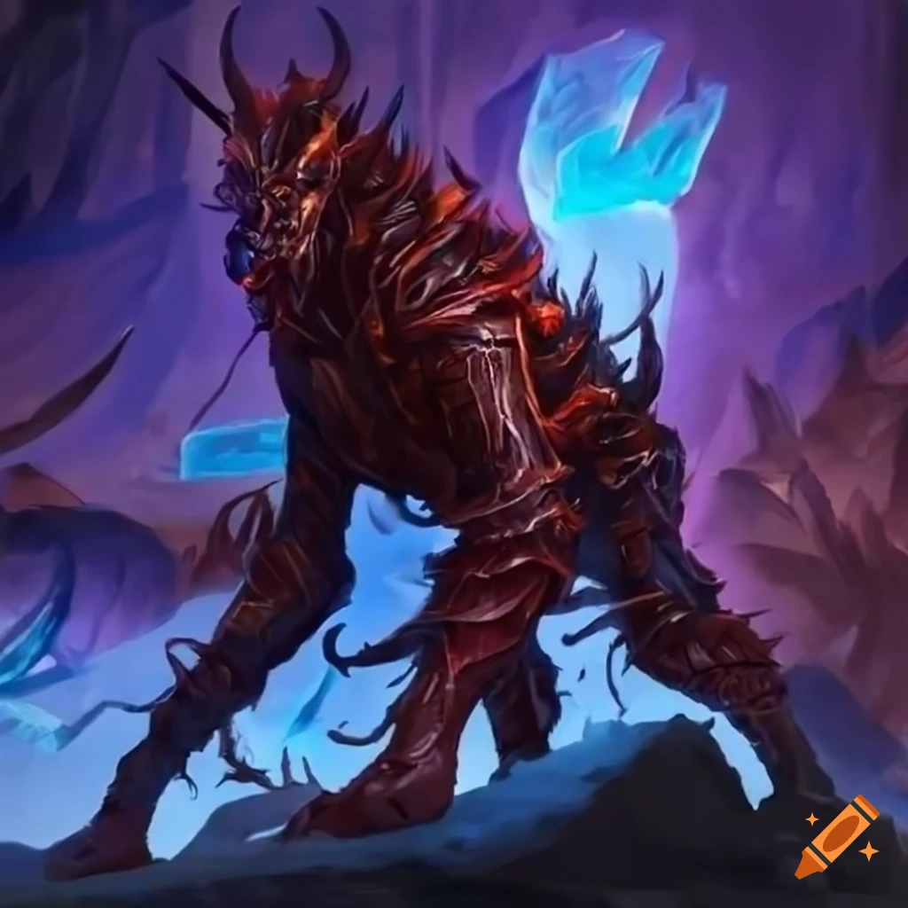 Image of a powerful elemental hound with red and blue magic veins