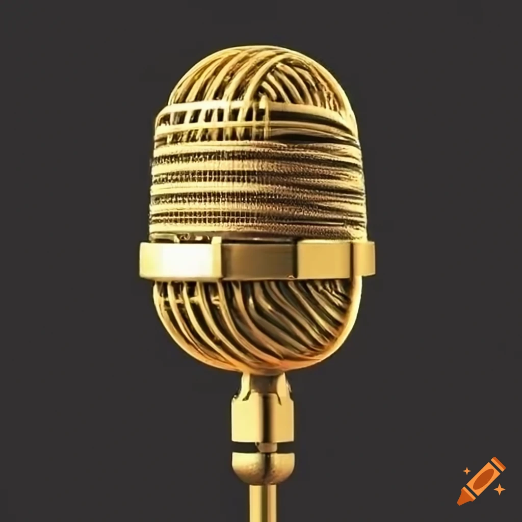 Golden microphone on Craiyon