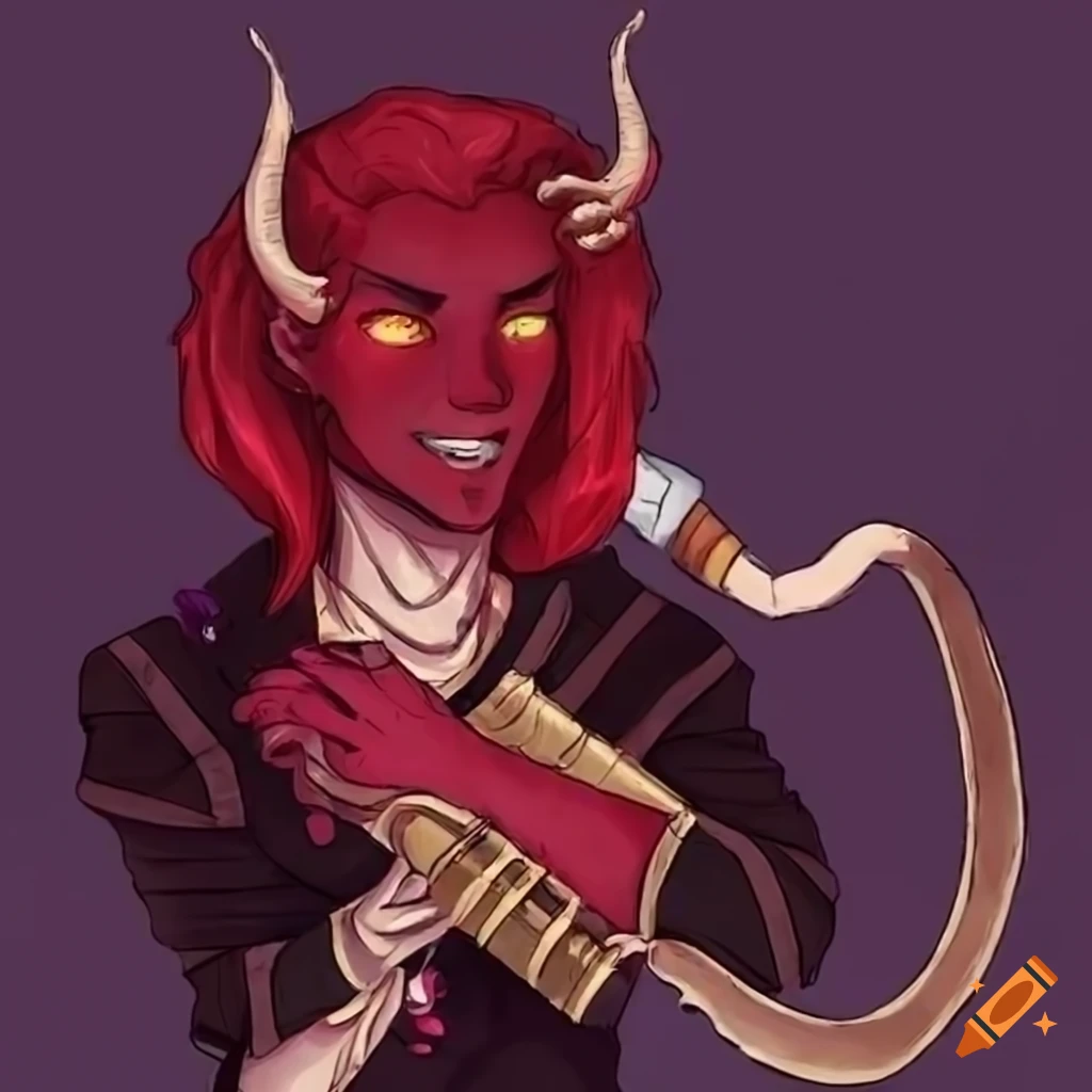 African transgender tiefling warlock woman with box braids and magical ...