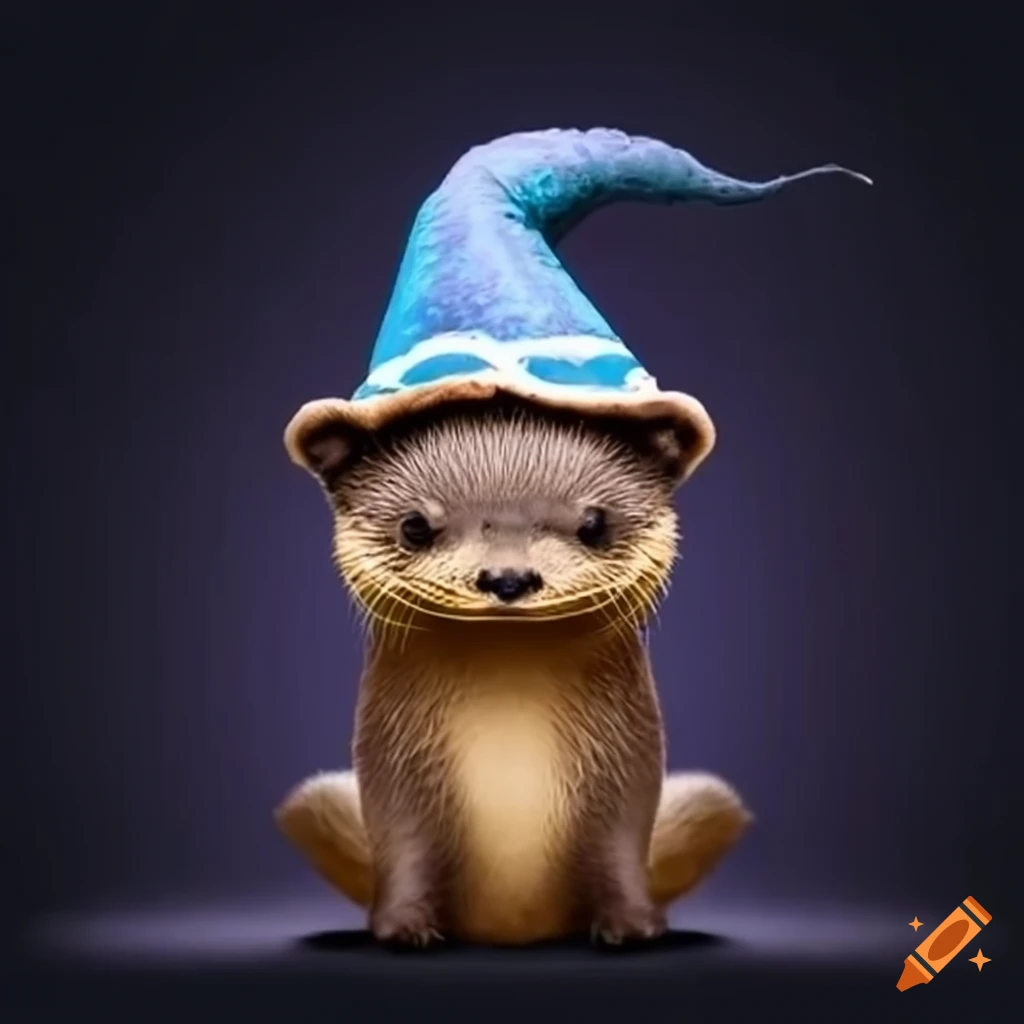Illustration of a magical otter in wizard attire