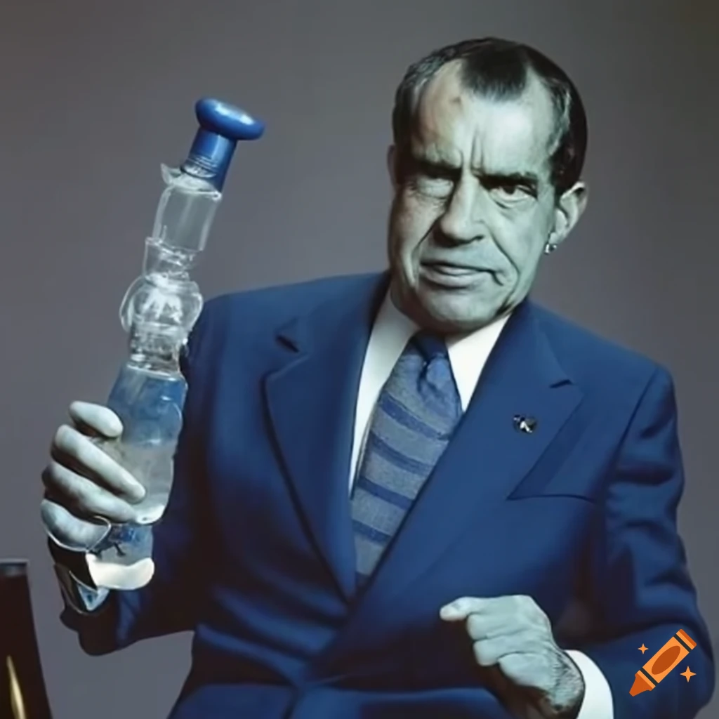 Richard nixon using a water bong