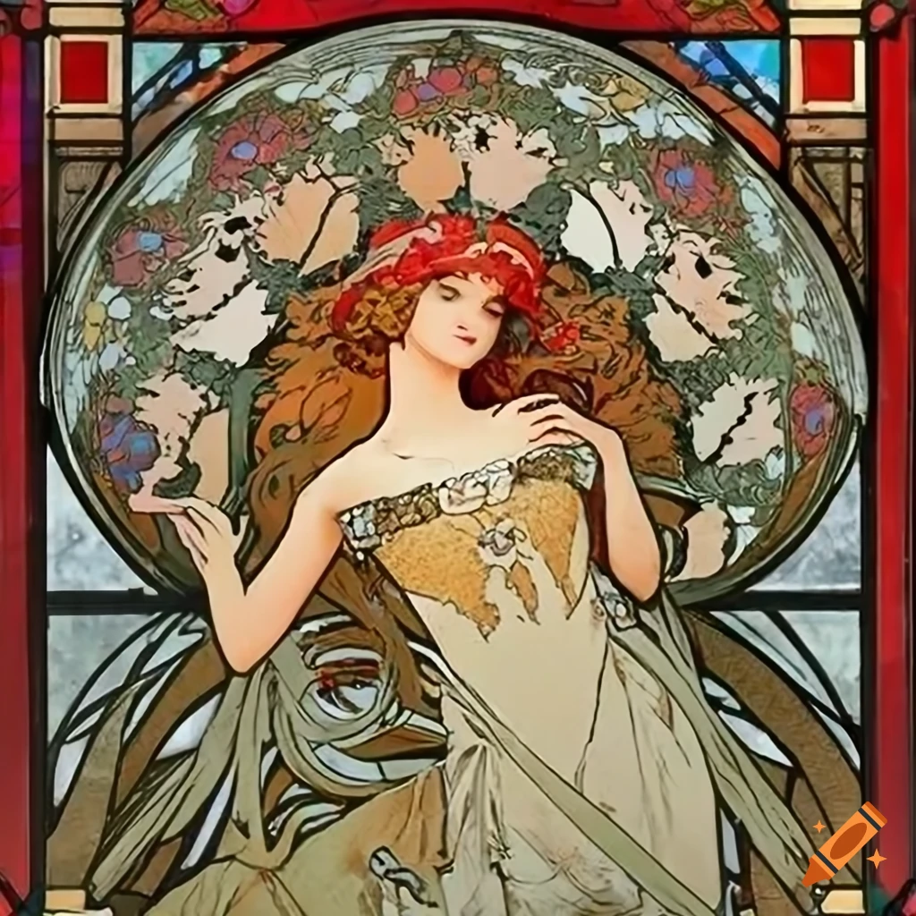 Alphonse mucha painting of two angels with wings