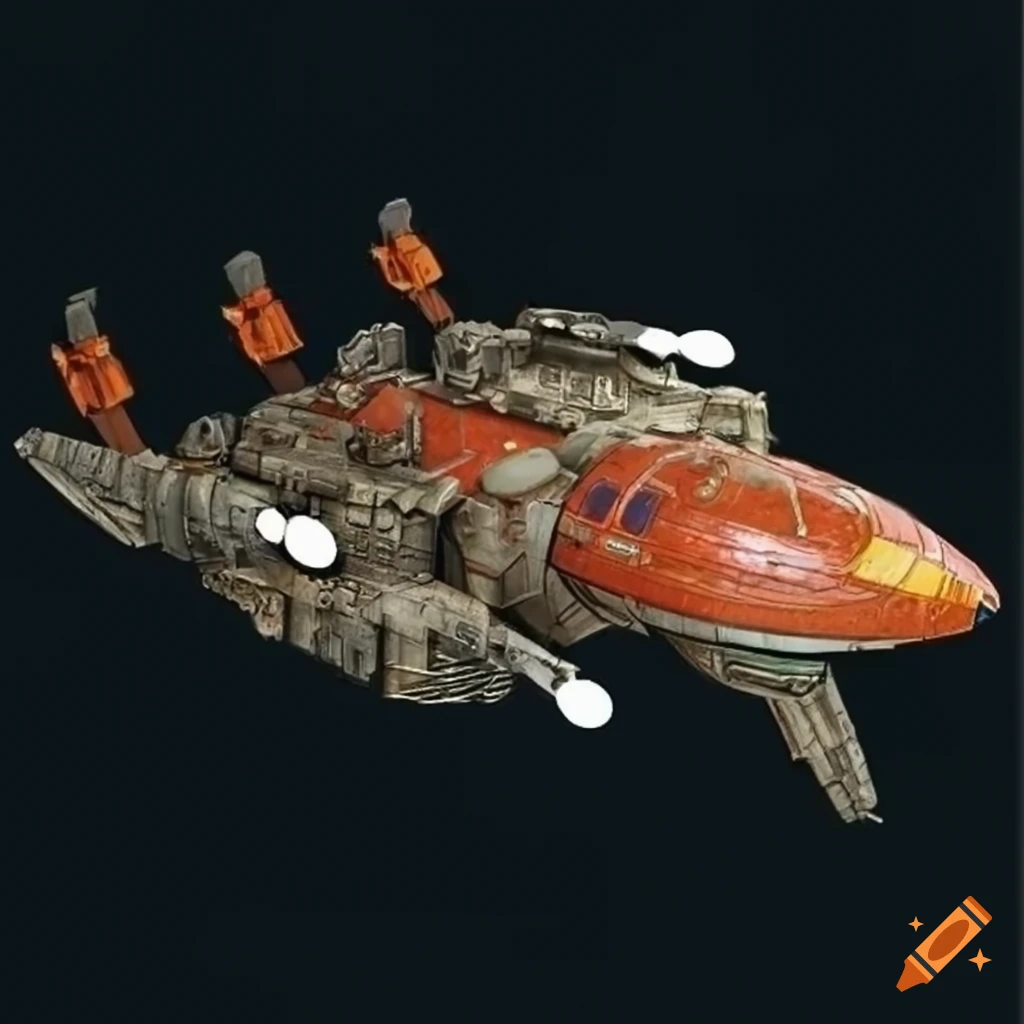 Retro sci-fi spaceship made of scrap on Craiyon