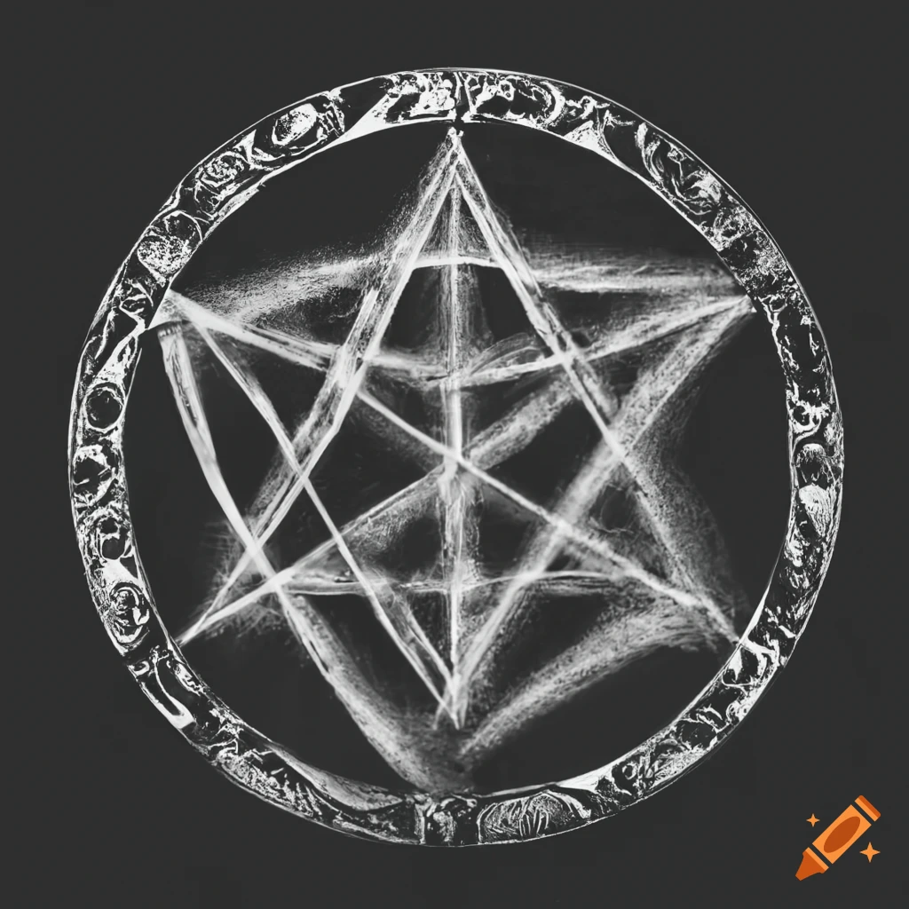 White alchemy symbol on black background on Craiyon