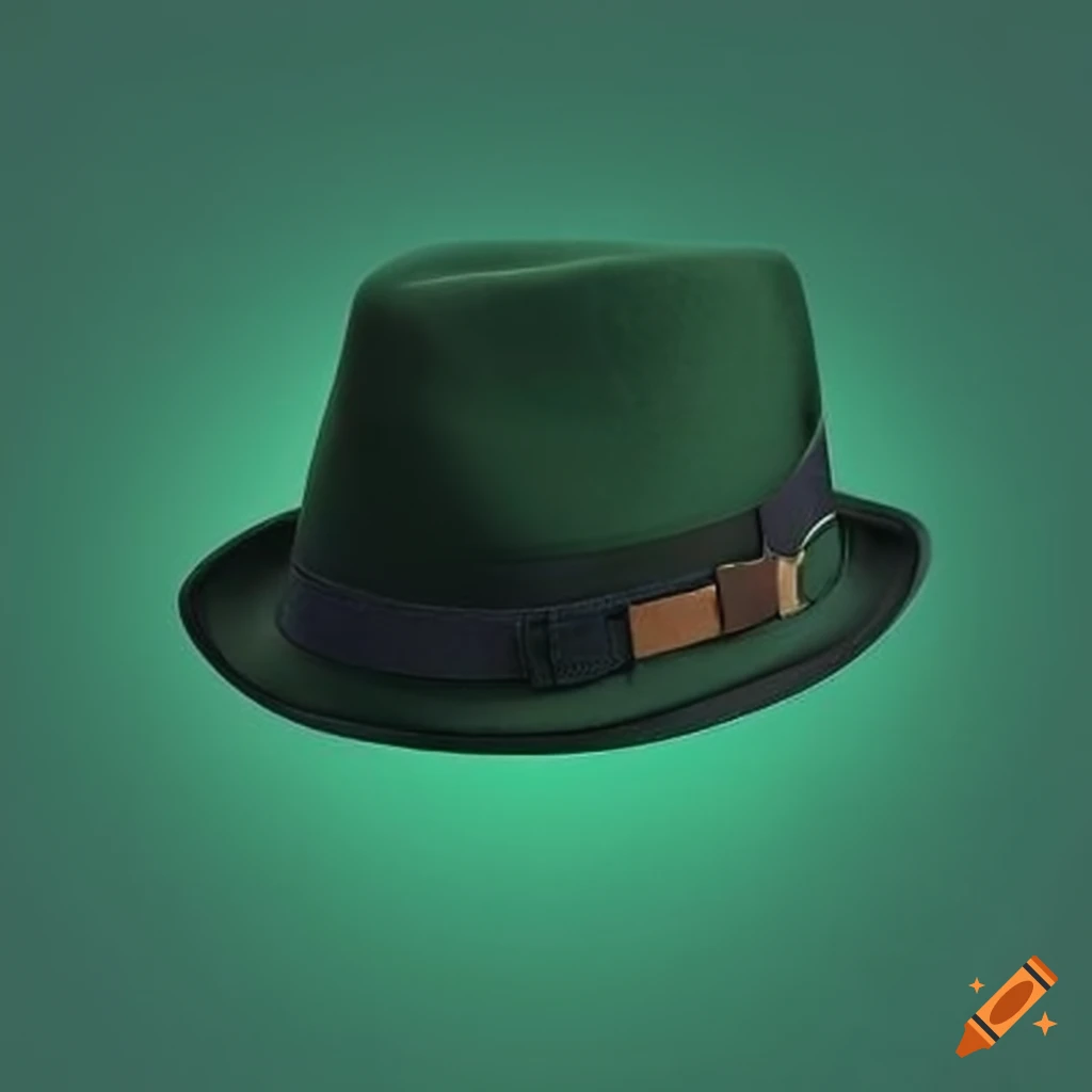 Dark green elegant fedora hat with logo