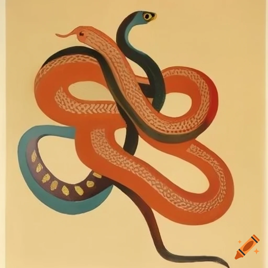 Colorful snake made of colored pencils on Craiyon