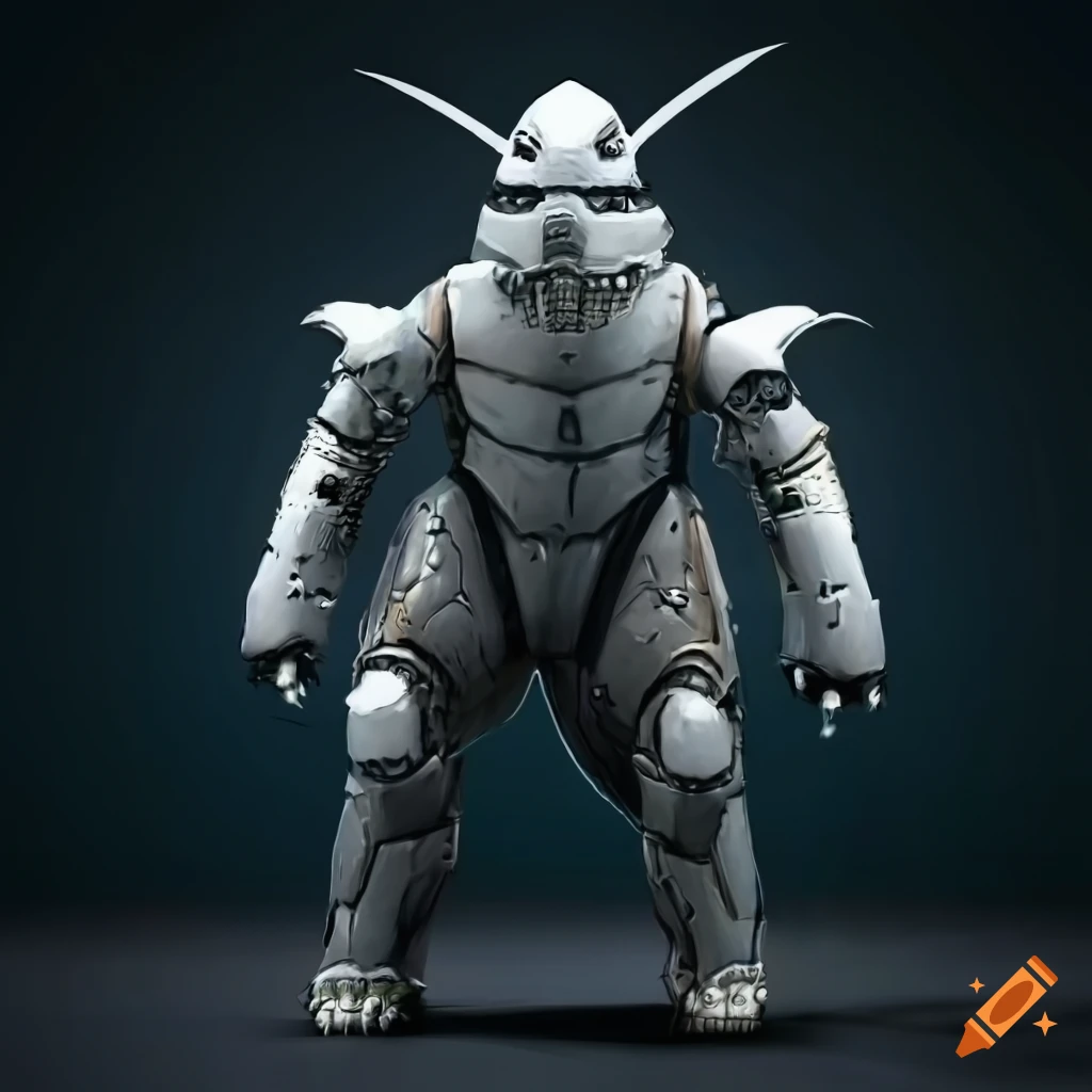 Illustration of a futuristic cyborg turtle kaiju on Craiyon