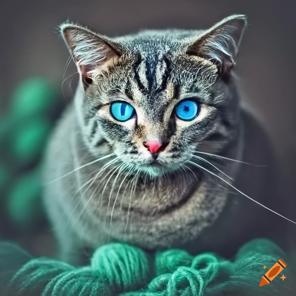 Profile of a cute baby cat with light blue fluffy fur on Craiyon