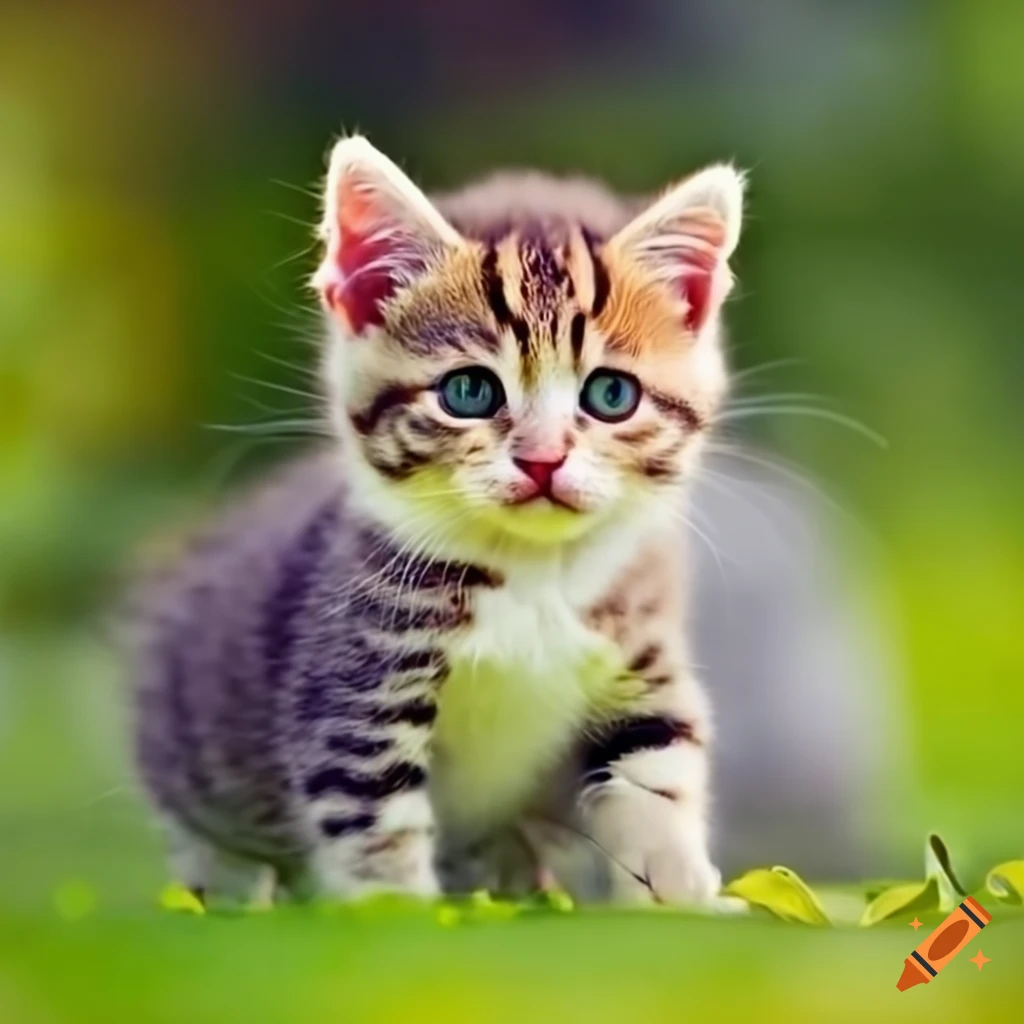 Cute kitten in a garden on Craiyon