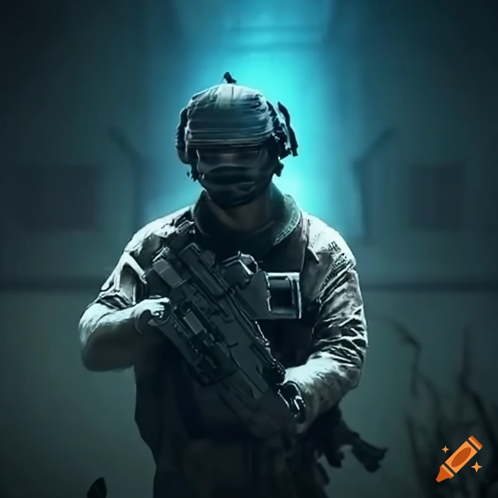 Youtube thumbnail of a tactical shooter with guns on Craiyon