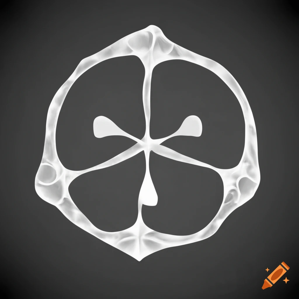 White abstract spellcasting symbol on black background