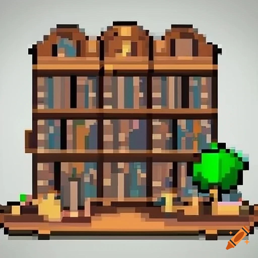 Pixel art of a library