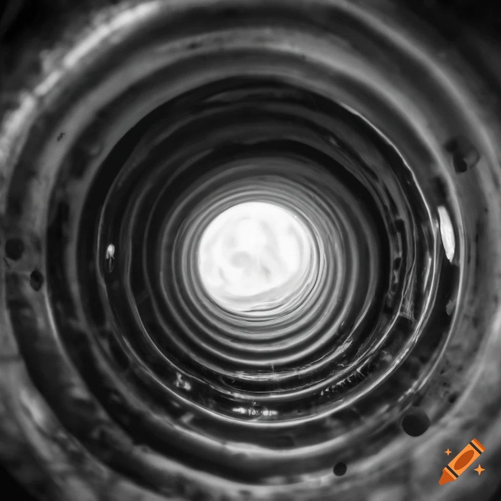 Black and white fisheye photo inside a pipe on Craiyon
