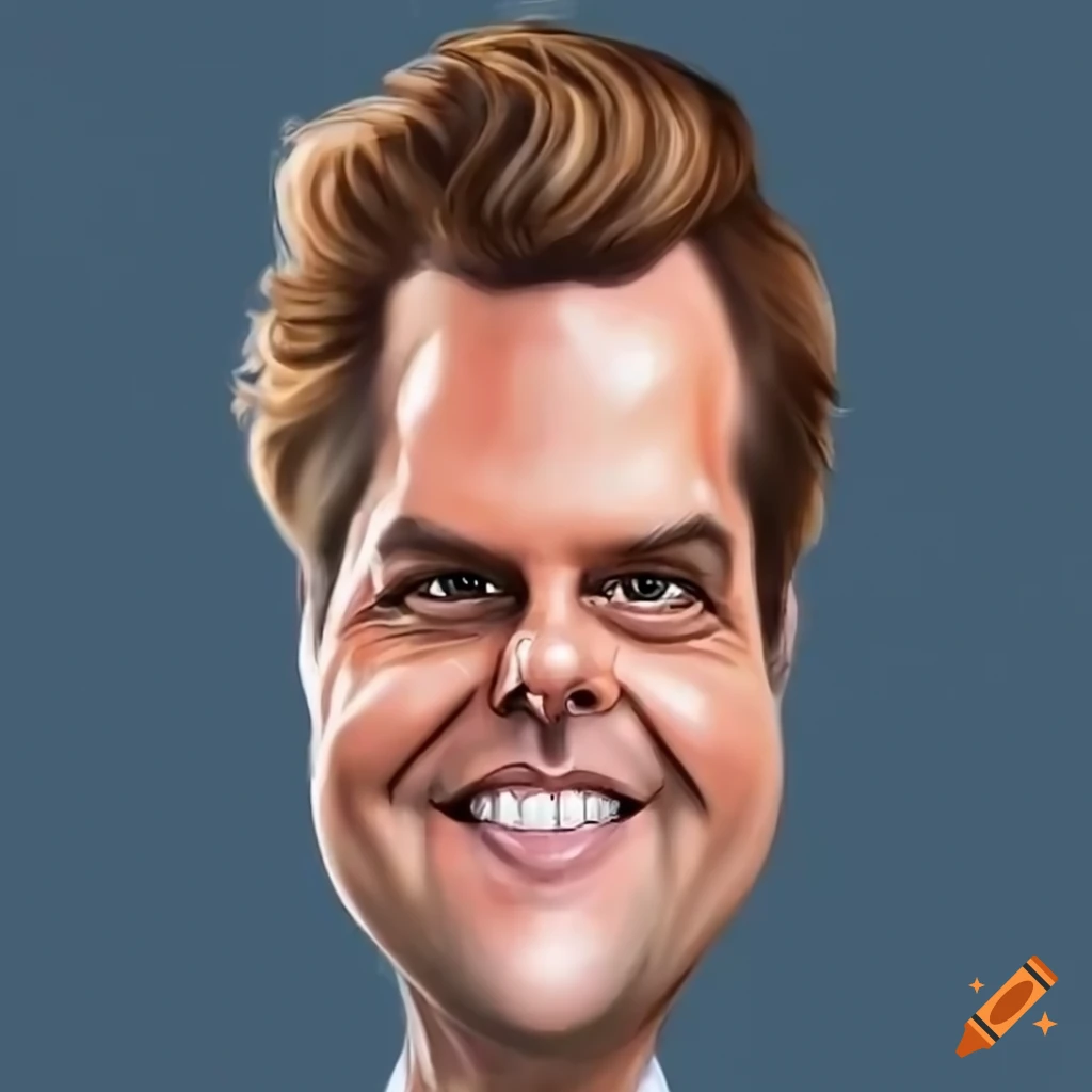 Caricature of matt gaetz with exaggerated forehead