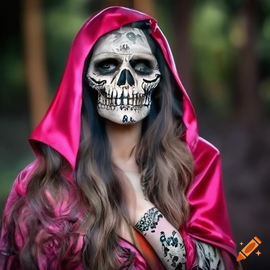 Colorful depiction of a Santa Muerte skull-lady on Craiyon