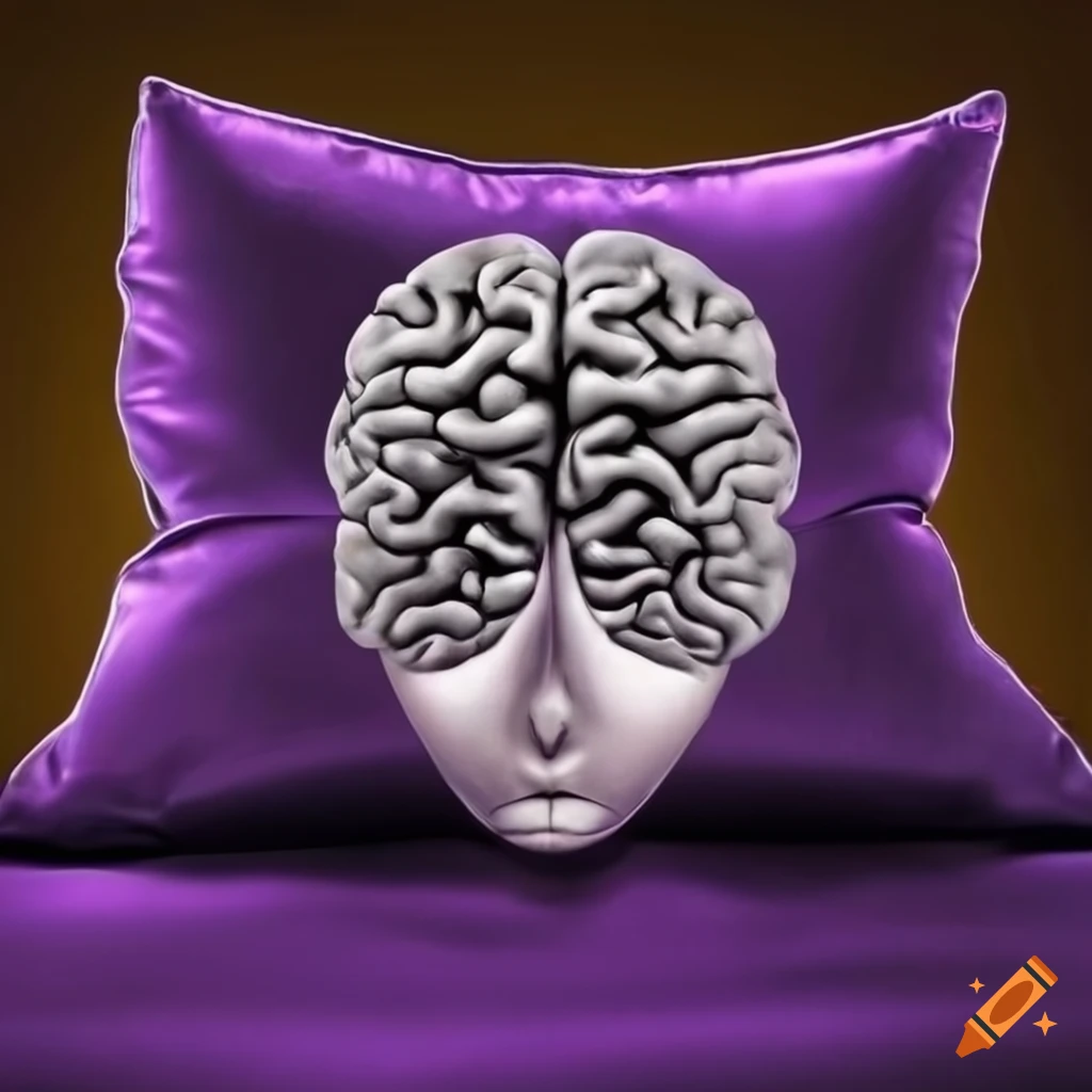 Hyper-realistic metallic brain on satin pillow on Craiyon