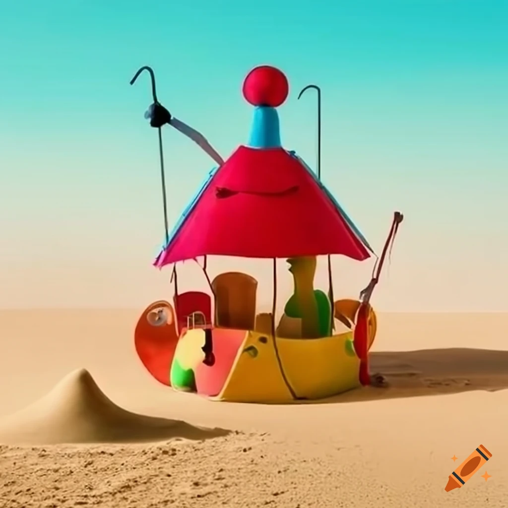 Colorful beach scene with a touch of tintin on Craiyon