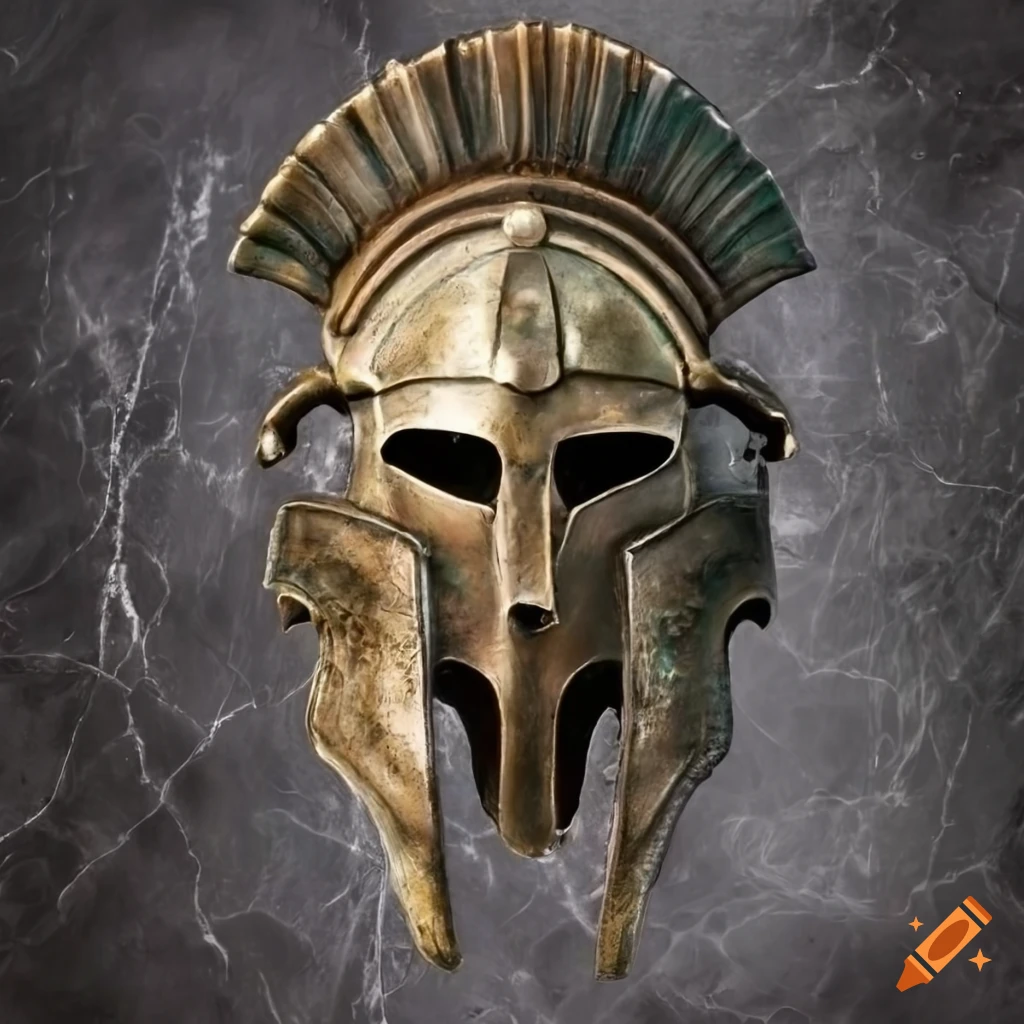 Intricate symmetrical battle helmet on Craiyon
