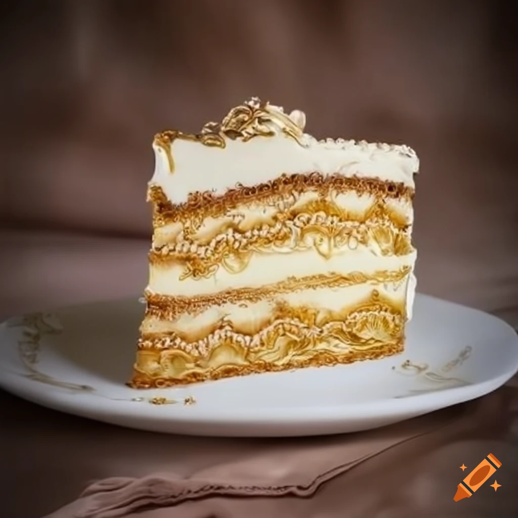 Rococo style cake with golden patterns