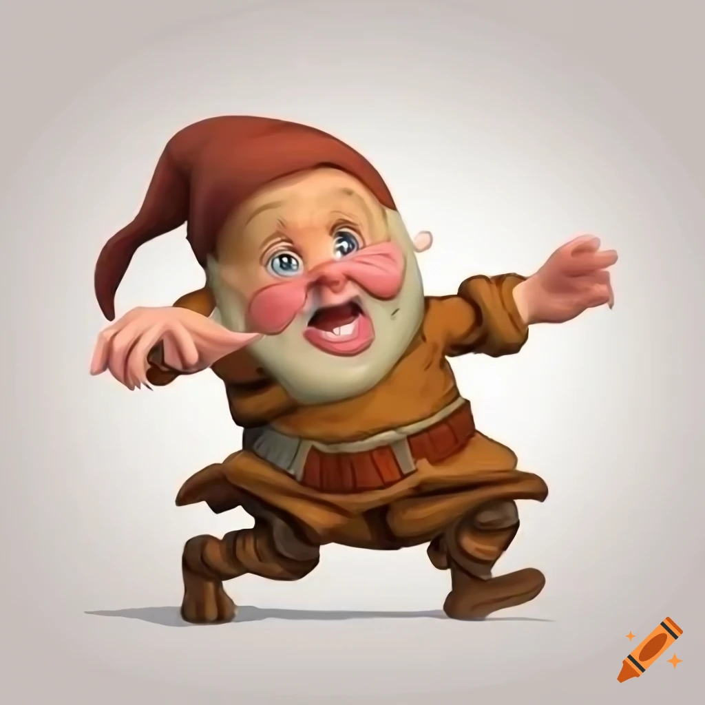 Cartoon of a runaway dwarf on Craiyon