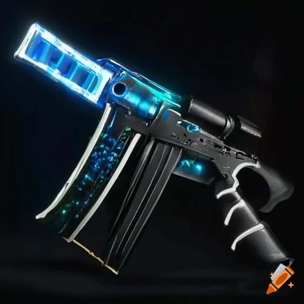 Futuristic pistol with cybernetic technology on a white background on ...