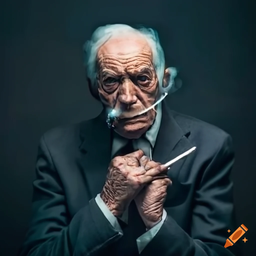 Portrait of an elderly man smoking a cigar