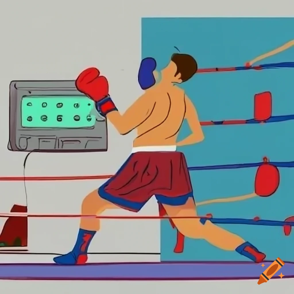 Humorous Image Of A Man Losing A Boxing Match Against An Oscilloscope