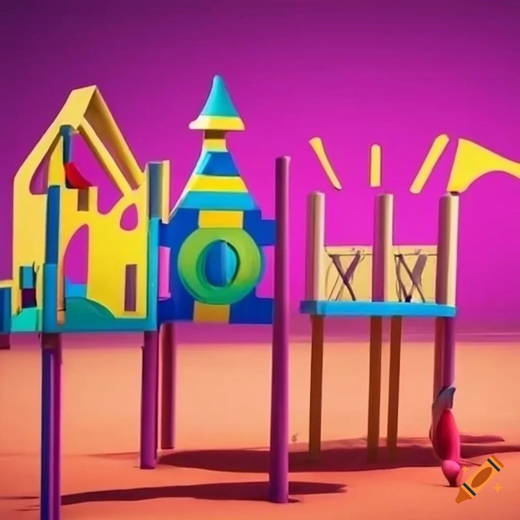 Surreal playground with vibrant colors on Craiyon