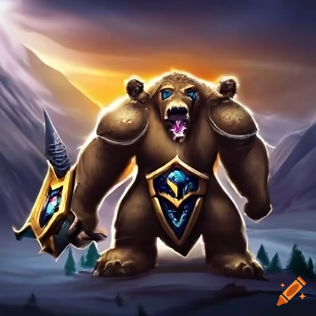 World of warcraft alliance guild logo with a fantasy bear on Craiyon