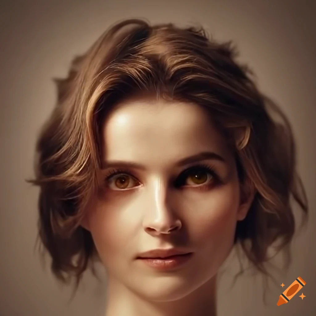 Close-up portrait of a young smiling woman on Craiyon