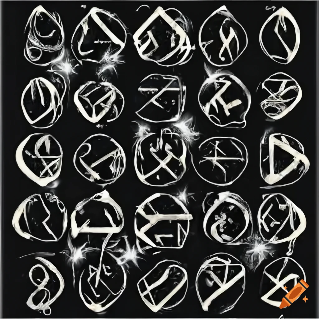 Collection of 10 white mystic runes in png format on Craiyon