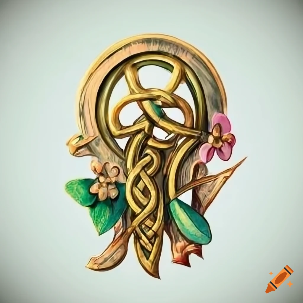 Historic celtic spring pin illustration