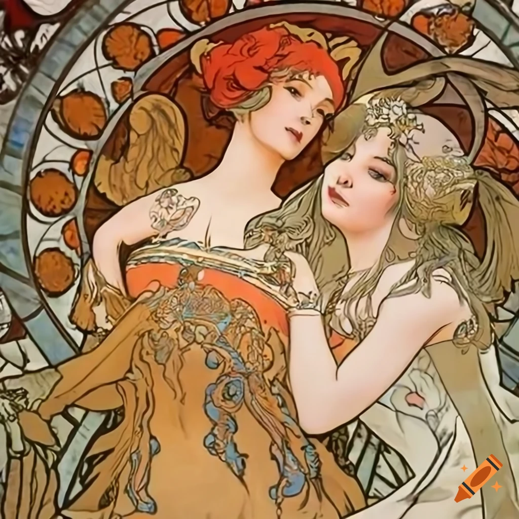 Painting of two angels embracing each other on Craiyon