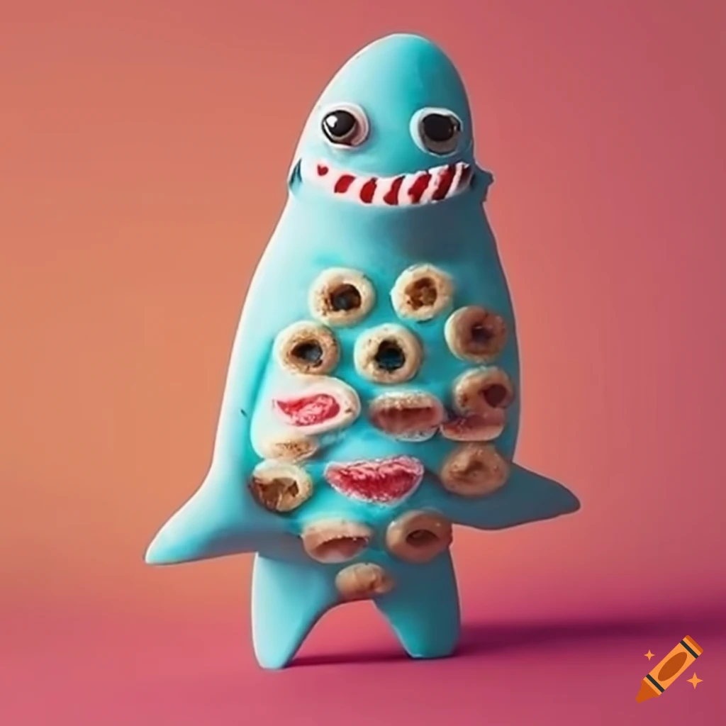 Fun shark-shaped breakfast cereal on Craiyon