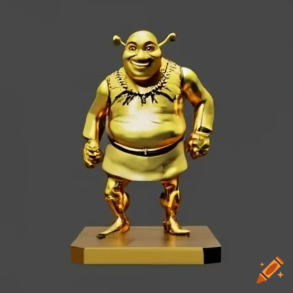 Gold statue of shrek on Craiyon