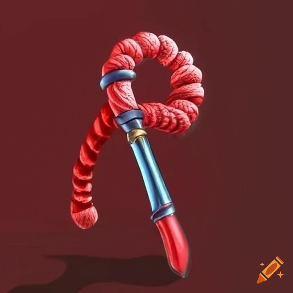 Red whip resembling a sword on Craiyon