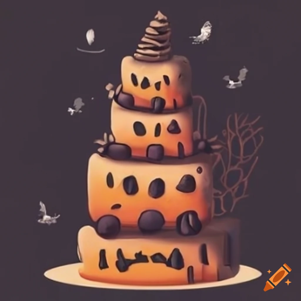 4 tiered halloween cake design on Craiyon