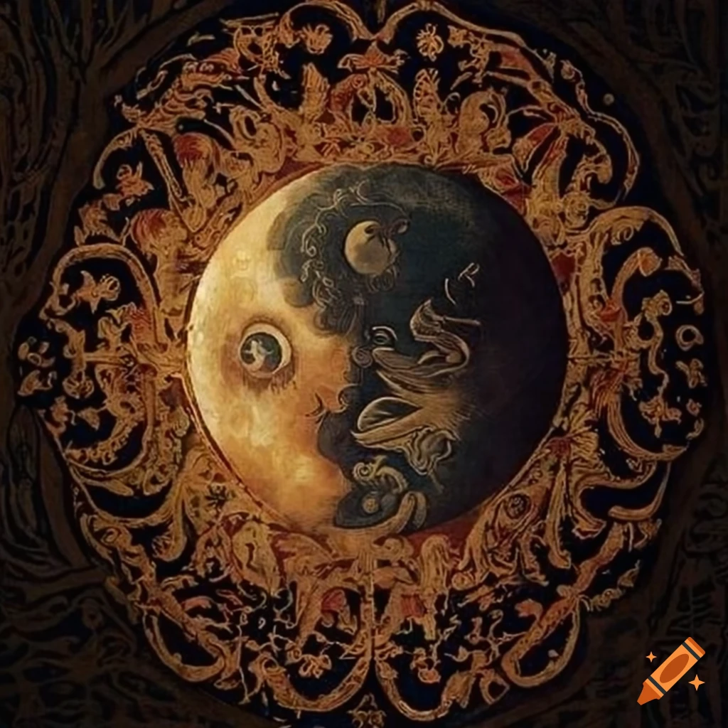 Medieval tapestry with moon on Craiyon