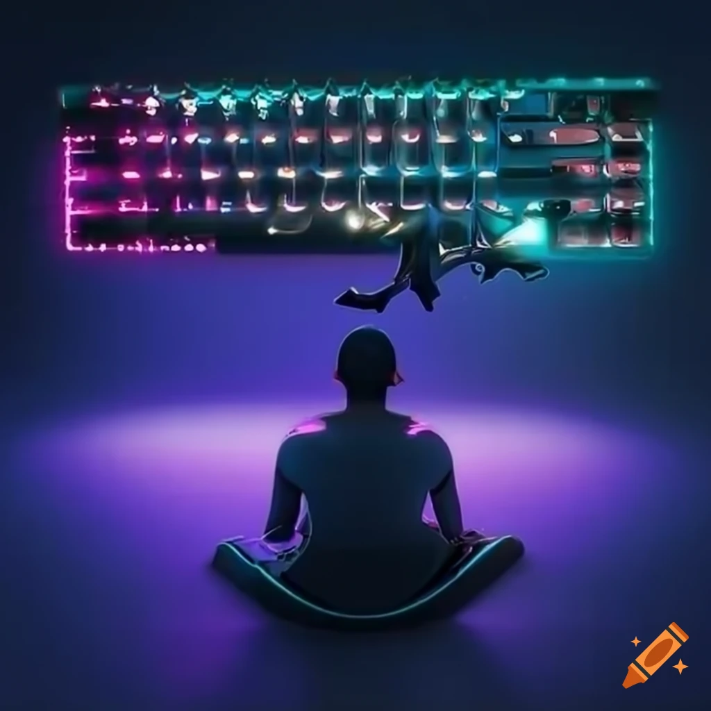 Futuristic keyboard with captivating lights on Craiyon