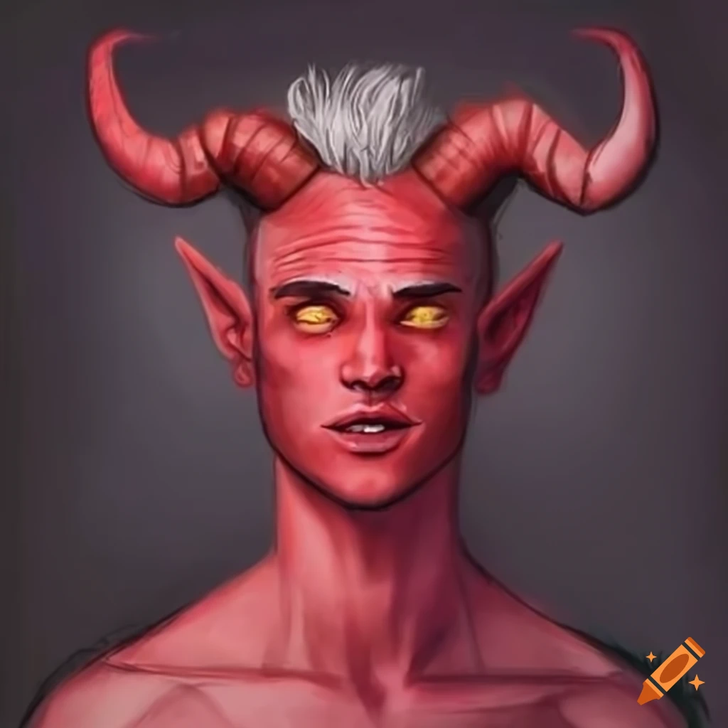 Image of a male red tiefling bard on Craiyon