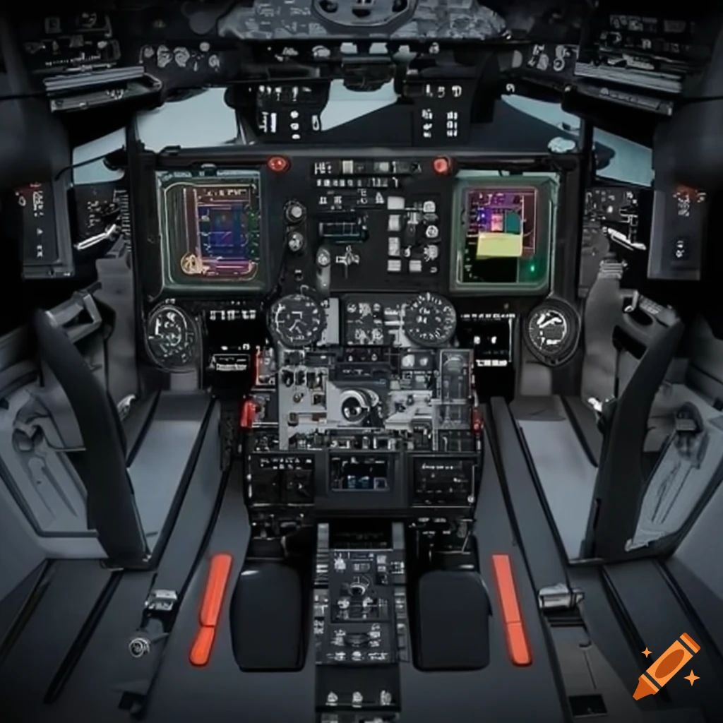 Cockpit view of an aircraft on Craiyon