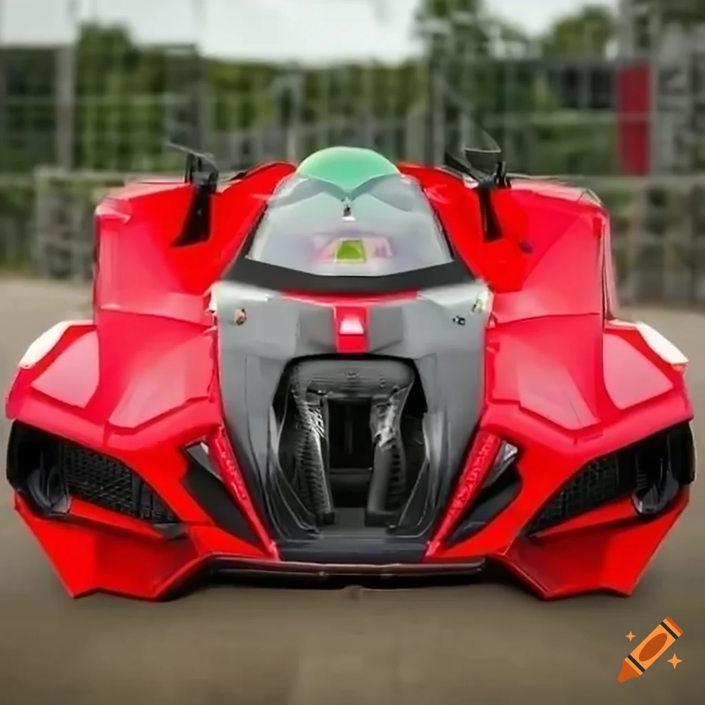 Realistic illustration of a mixed fighter jet and hyper car on Craiyon