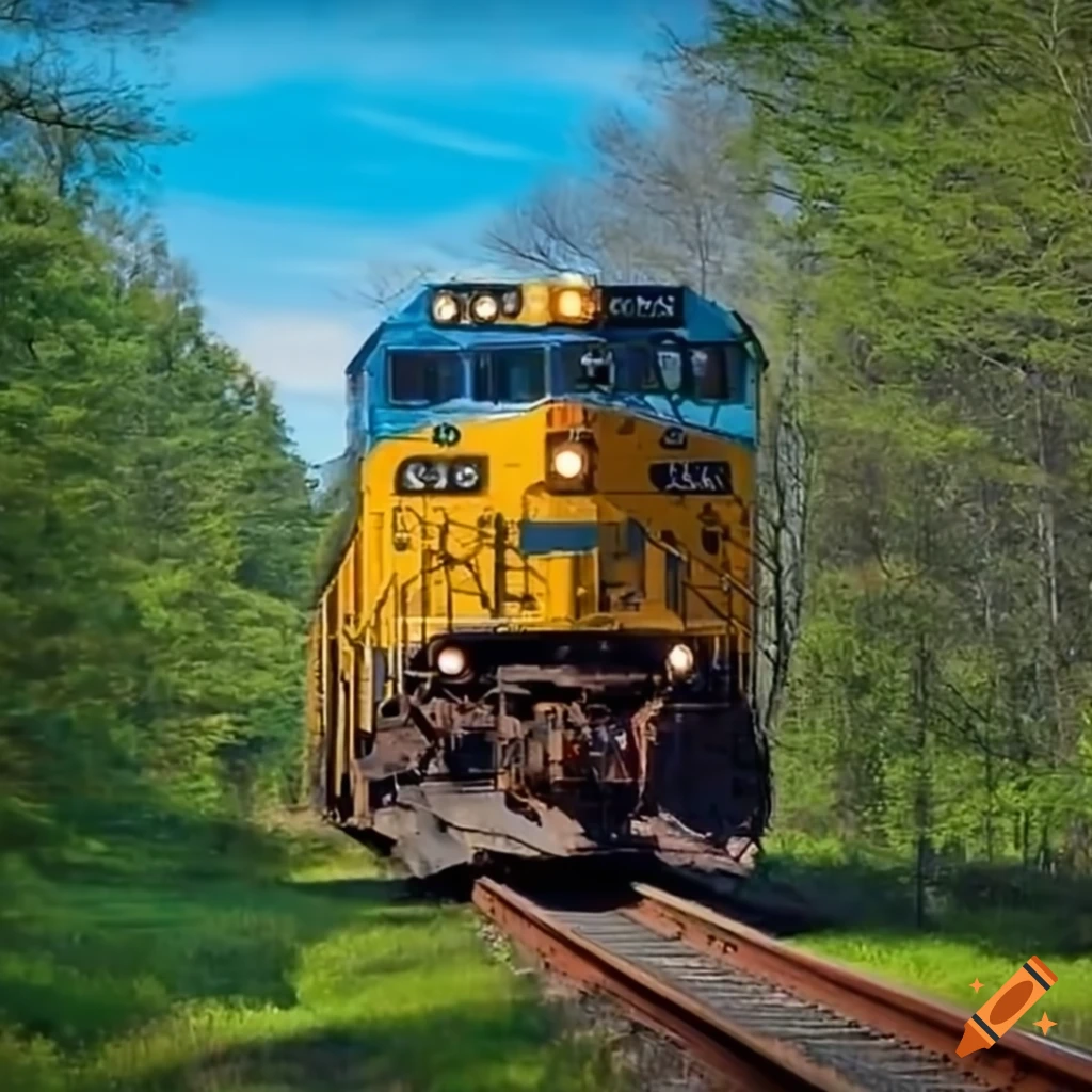 CSX train passing by 155 Heath Road in Saco Maine on Craiyon